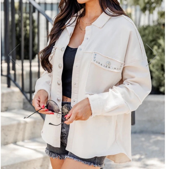 Pink Lily | Jackets & Coats | Pink Lily Studded Shacket | Poshmark